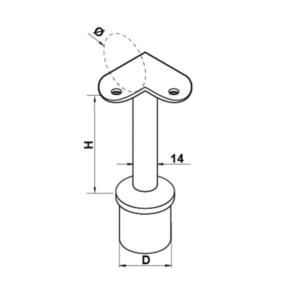 Handrailsteun – model 3 – hoek – RVS – buis – Balustrado